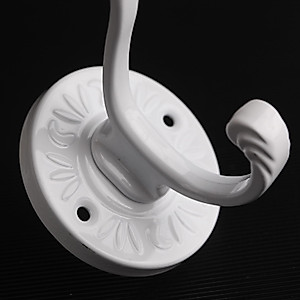 5pcs White Coat Hooks Wall Mounted Coat Hooks Farmhouse Matte Black Wall Hooks with Screws Metal White Towel Hooks for Bathrooms Entryway Hooks for Hanging Coats, Keys, Hats, Scarves, Robe, Bags