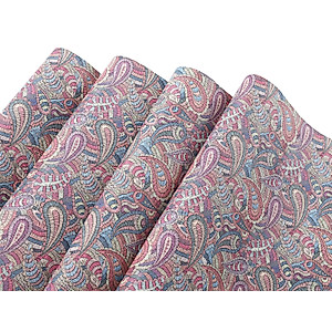 Picheng Paisley Flower Faux Leather Sheets: Paisley Cashew Flower Faux Leather Rolls 13.8"X53"(35cmX135cm) PU Solid Faux Leather Sheet for Making Crafts, Sewing DIY Projects (Paisley Flower-C)