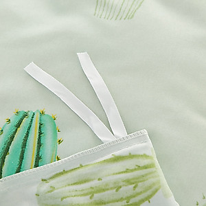 MOCAHOME Mint Duvet Cover Set Twin Size, Cactus Printed, 3 Pieces Soft Bedding 1 Duvet Cover+2 Pillow Cases