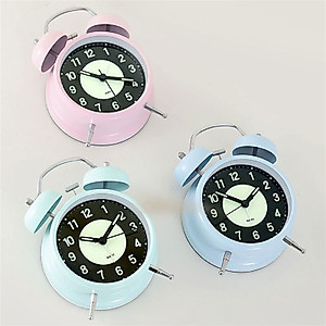 GRFIT Alarm Clock Silent Non-Ticking Quartz 4 Inches Battery Operated Twin Bell Loud Alarm Clock with Backlight for Bedroom Living Room Clock for Bedrooms (Color : 4)