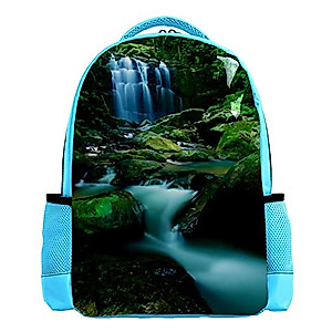 VBFOFBV Unisex Adult Backpack with for Travel Work, Rainforest Waterfall Landscape