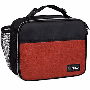 OPUX Insulated Lunch Bag Kids, Lunch Box for School Boy Girl, Leakproof Small Reusable Compact Soft Mini Cooler Bag, Toddler Small Lunch Boxes Kit Pail with Front Side Pockets (Red)