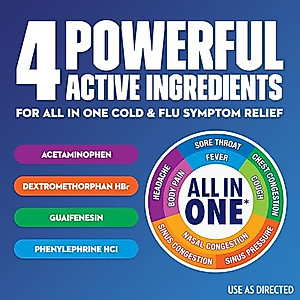 Mucinex Fast-Max Max Strength Cold and Flu Medicine for Adults, Daytime Cold Medicine, Over-the-Counter Medication With Acetaminophen, Dextromethorphan HBr, Guaifenesin, Phenylephrine HCl, 20 Caplets