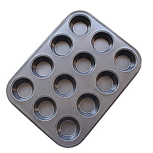 Angoily Mini Muffin Pan Mini Muffin Pans Nonstick 12 Cup Cupcake Pan Muffin Tin Steel Baking Molds Muffin Tray for Homemade Muffins Cupcakes Quiches and Frittatas Black Candy Mold