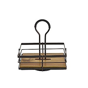 Gourmet Basics by Mikasa Nova Acacia Wood Rotating Condiment Caddy, 8.75 Inch, Black,5270309