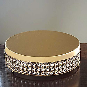 BalsaCircle 4-Inch Tall x 13.5-Inch Wide Gold Beaded Round Cake Stand - Wedding Birthday Party Display Dessert Riser Pedestal Cen