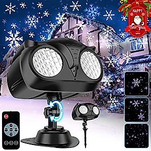 Christmas Snowflake Projector Lights Outdoor with Remote Control, Christmas Projector Lights Outdoor/Indoor Ip65 Waterproof, Christmas Snowflake Projector Lights Outdoor Gifts for Holiday, Xmas, Party