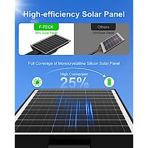 F-TECK Bright Solar Powered Street Lights Outdoor Motion Sensor Flood LED with Waterproof for Outside Backyard, Driveway, Parking Lot, Garage, Barn, Security Area Lighting with Remote Control Switch