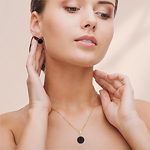 14K Gold Onyx Necklace - 14K Solid Yellow Gold Pendant, Dainty 12mm Round Black Onyx Gemstone, December Birthstone Handmade Minimalist Jewelry, Leo Star Sign Birthday Gift for Classy Women