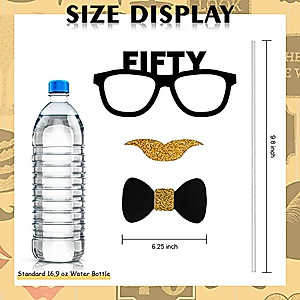 Adult 50th Birthday Photo Booth Props(41Pcs) for Her Him Cheers to 50 Years Birthday Party, Gold and Red Decorations, 50th Happy Birthday Party Supplies for Men Women