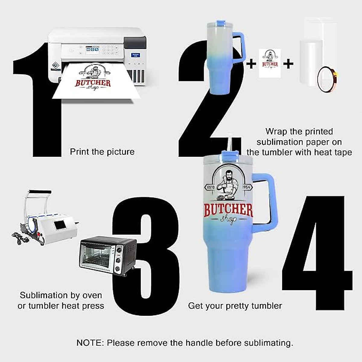 Icesip 40oz Sublimation Tumbler Blank, 20 Pack Sublimation Tumbler with Handle and Straw, Double Wall Vacuum Gradient Tumbler with Handle Blanks Stainless Steel for Heat Transfer Machine Printing