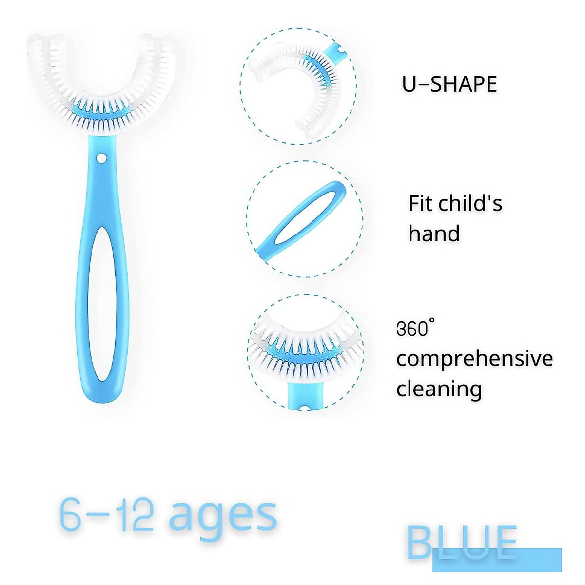 Kidszz Kids U-Shaped Toothbrush, (2-6 Years) Toddler Manual Training Toothbrush Food-Grade Soft Silicone Brush Head 360 ° Oral Teeth Cleaning Design (3pcs)
