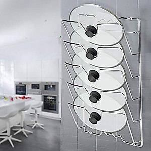 GLOGLOW Pan Lid Rack Cabinet Holder Lids Rack Hanging 5 Tier Pot Rack Ebay Cupboard with Poster Stand for Holder Poster Display Holder Shelf Pot Lid Holders