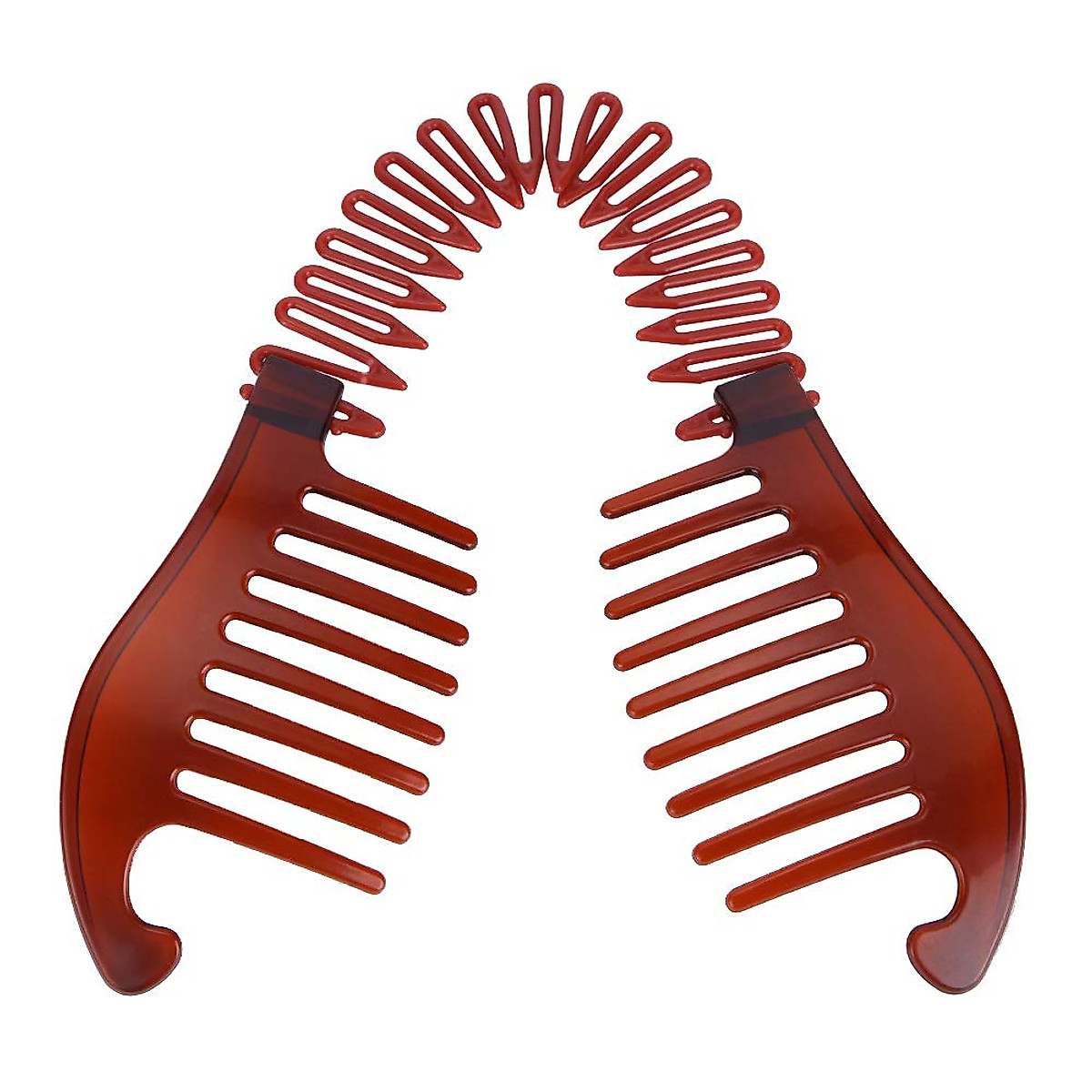 Nifocc Interlocking Banana Combs Stretch Flexible Hair Combs Clips Flexible Ponytail Hair Clincher Hair Accessories for Women and Girls 2 Pcs Brown and Black