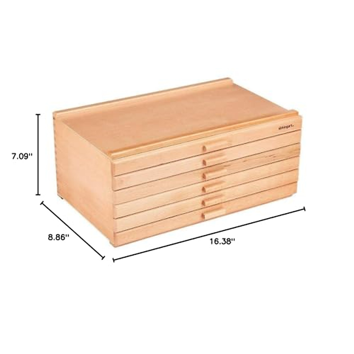 KINGART 723N Wood 6-Drawer Artist SUPPLY STORAGE BOX, 15-3/4” W x 10” D x 6-1/2” H, Natural Finish, Storage for Art Materials including Paint Tubes, Pastels, Pencils, Markers, Brushes and more