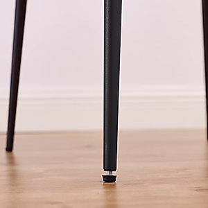 Art Leon Modern Faux Leather Dining Chairs, Mid Century Desk Chair No Wheels, Armless Accent Chair with Black Metal Legs, Set of 2, Black/Walnut