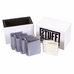 2TUFF Card Armor Size 1-200 Count Semi Rigid Card Sleeves and 200 Count Soft Sleeves with Foam Lined Heavy Duty PSA BGS CSG SGC Submission Box - Standard Size Perfect for Grading Card Submissions