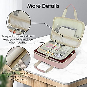 CASIRENA Bible Covers for Women - [Medium-Large Size] Bible Carrying Case, Church Bible Bag with Padded Handle, Adjustable Shoulder Strap, and Zippered Pockets, Perfect Gifts for Church Religious