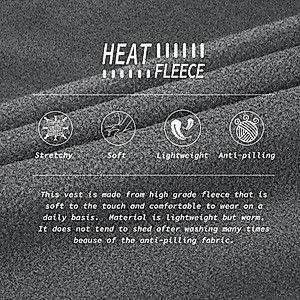 33,000ft Men's Fleece Vest, Lightweight Warm Zip Up Polar Vests Outerwear with Zipper Pockets, Sleeveless Jacket for Winter