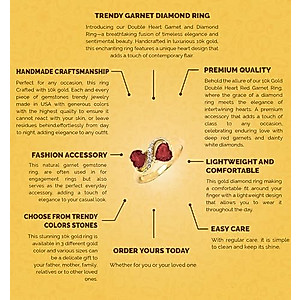Elegant 10k White Gold Double Heart Garnet and Diamond Infinity Ring (Size 8.25)