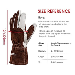 YESWELDER 12 Inches 482℉ Grain Leather TIG Specific Welding Gloves Heat/Fire Resistant Gloves for Welder, Goatskin Mitts for Stick/TIG Welding/Grill/Fireplace/Stove/Oven/BBQ(M)