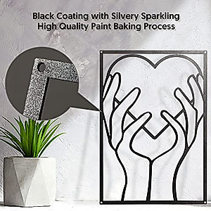 QIEGL 3 Packs Metal Wall Decor 0.12" Thickness Modern Home Decor for Black Coating with Silvery Sparkling 17"x11.8" Minimalist Wall Art Bedroom Decor Single Line Abstract Wall Sculptures for Living Room Bathroom Stairs etc.