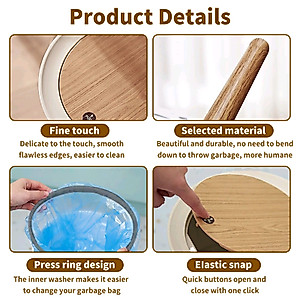 PHAIBHKERP Trash Can with Lid Pastel Cyan Mint Liquid Marble Watercolor Gold Lines Brush Garbage Can Round Waste Bin Press Cover Dog Proof Wastebasket for Kitchen Bathroom Living Room Nursery 1.8gal