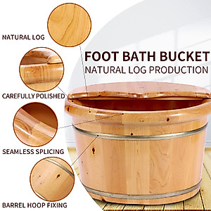 TGODRVC Foot Baths Wood Foot Tub, with Massager and lid SoIid Wood Handmade,Wooden Foot Basin Set,Upgrade Optimization