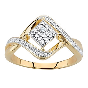 PalmBeach Yellow Gold-plated Genuine Diamond Accent Cluster Bypass Ring Sizes 6-10 Size 10