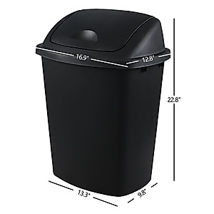 EudokkyNA 4 Pack 40 Liter Swing Lid Kitchen Garbage Can, Plastic Trash Can with Lid, Black