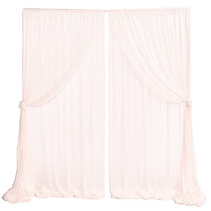 Ling's moment 2 Layer Wedding Backdrop Curtains Wrinkle-Free 10ft x 10ft Chiffon Fabric Drapes for Bridal Shower Baby Shower Wedding Arch Party Stage Decoration - Blush
