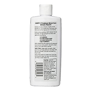 HOPE'S Premium Metal Care Brass Polish and Cleaner, Shines and Prevents Tarnish, Safe for Brass, Copper, Chrome, Sterling Silver, 8 oz, Pack of 1