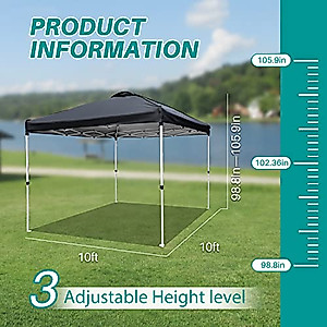 TOREAD Canopy 10'x10' Pop Up Commercial Instant Gazebo Tent with Air Vented Top,Thicken Frame,Fully Waterproof, UV 50+,Easy Set up,Portable Canopy Tent with Zipper Bag & Side Walls,Black