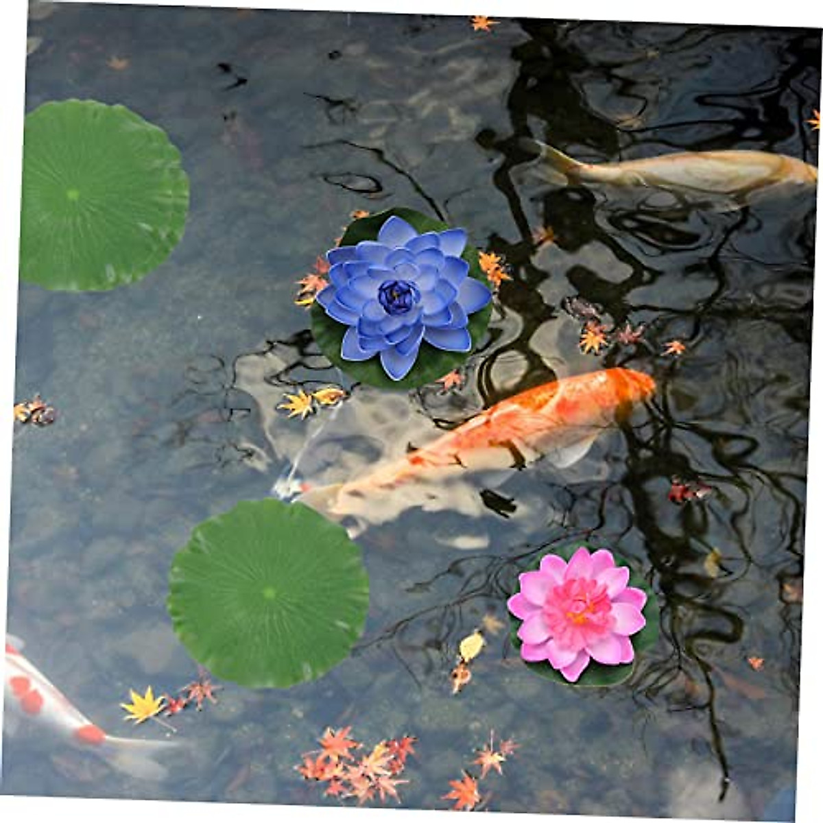 Abaodam 10pcs Fish Tank Simulated Lotus Leaf Faux Greenery artificiales para Faux Plants Fish Pond Leaves Decoration Pond Lilly pad Floating Water Lily Fish Tank Ornament