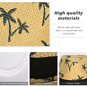 FADACHY Summer Straw Fedora Hat Short Brim Panama Sun Hat Trilby Beach Hat for Men & Women Khaki L Large XL