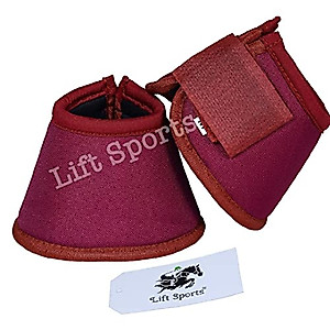 Lift Sports Horse Bell Boots 8 Colors Over Reach No Turn Bell Boots Wrap Tack Protection Equine (Medium, Orange)