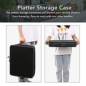 AGX Bravo Platter Storage Case, Hard Shell, Stackable China Storage Containers for Moving, Inside Measures 17'' x 13'', 3 Felt Dividers Included