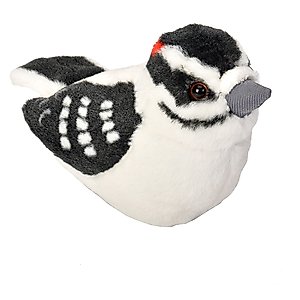 Wild Republic Audubon Birds Downy Woodpecker Plush with Authentic Bird Sound, Stuffed Animal, Bird Toys for Kids & Birders
