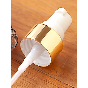 JUVITUS 1 oz / 30 ml Amber Glass Boston Round Bottle with Gold Treatment Pump (12 Pack)