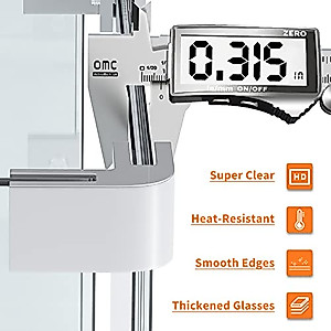 Grisun Fire Pit Glass Wind Guard - 31 x 12 x 6 inch, Thick Rectangular Heat-Resistant Tempered Glass Guard with Hard Aluminum Corner Bracket and Feet for Propane, Gas, Outdoor