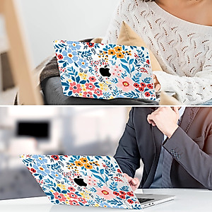 DONGKE for M3 M2 MacBook Air 15.3 inch Case 2023 2024 Release A2941 A3114 with Retina Display & Touch ID, Plastic Hard Case & Keyboard Skin & Screen Protector for MacBook Air 15" - Multicolor Flowers