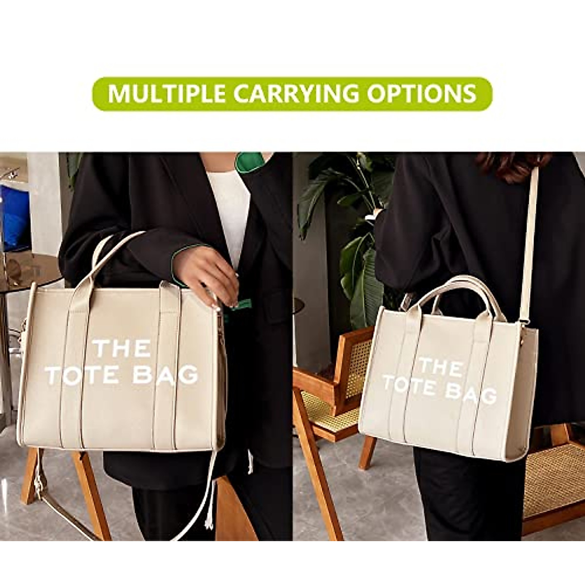 Taiuloo The Tote Bag for Women, Leather Handbag Tote Purse with Zipper, Women's Shoulder Bag Crossbody Bag for Office, Travel, School