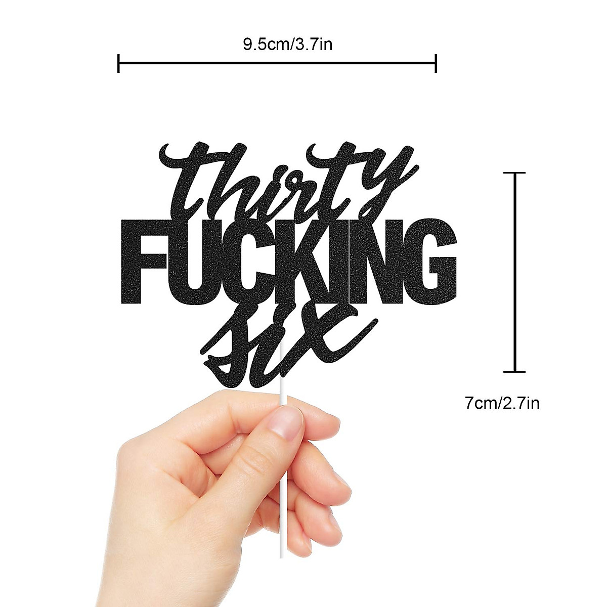 Thirty Six Black Glitter Cake Toppers 36 Years Old 36th Birthday Party Decorations Supplies