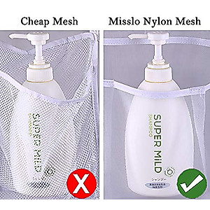 MISSLO Hanging Mesh Pockets Hold 340oz/1000ml Shampoo Shower Organizer with Over the Door Hooks