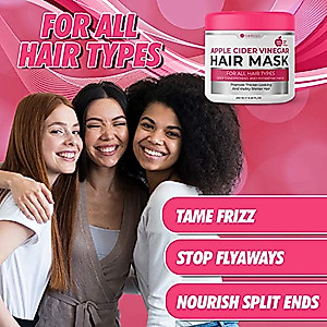 ​Apple Cider Vinegar Hair Conditioner Mask - Sulfate SLS Paraben Free Deep Treatment with Argan Oil for Dry Damaged Hair - Split End Moisturizer, Hydrating Conditioning Product for All Hair Types.