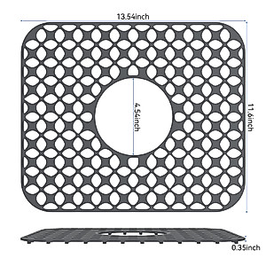Kitchen Sink Mats, TOOVEM 2PCS Non-Slip Heat Resistant Silicone Sink Protector Mat for Bottom of Stainless Steel Porcelain Sink, Folding Farmhouse Rear Drain Sink Mats, Center Drain