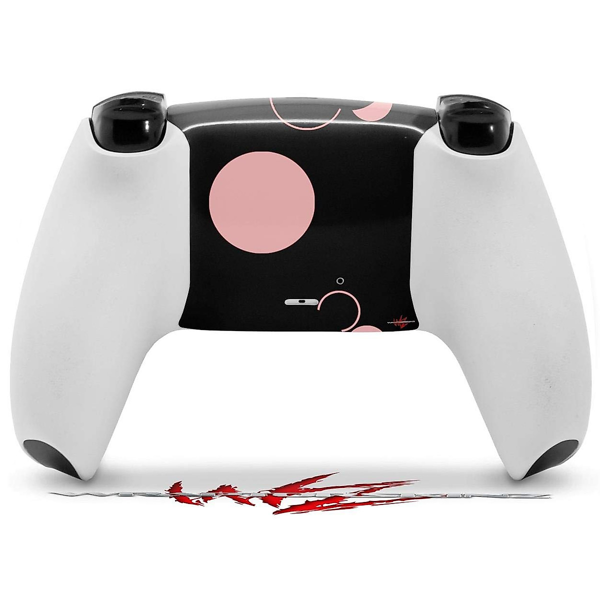 WraptorSkinz Skin Wrap compatible with Sony PS5 DualSense Controller Lots of Dots Pink on Black (CONTROLLER NOT INCLUDED)