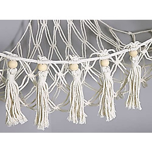 Stuffed Animal Hammock Macrame - Toy Hammock for Stuffed Animals - Stuff Animal Organizer Corner Storage Hanging Fringe - Stuffed Animal Display Holder Net Tassels for Nursery Décor, White (TH-003)