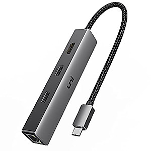 USB C Hub 6 in 1, uni USB-C Multiport Adapter [Thunderbolt 3/4 Compatible] 100W PD, 1Gbps Ethernet, 2 USB 3.0 Ports, 4K HDMI, USB C Data Port, for MacBook Pro/Air M1, XPS 13, and More