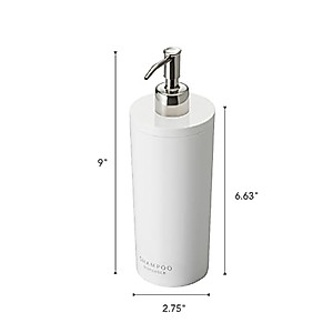 Yamazaki 2928 Tower Shampoo Dispenser Contemporary Bottle Pump for Shower, Round, White